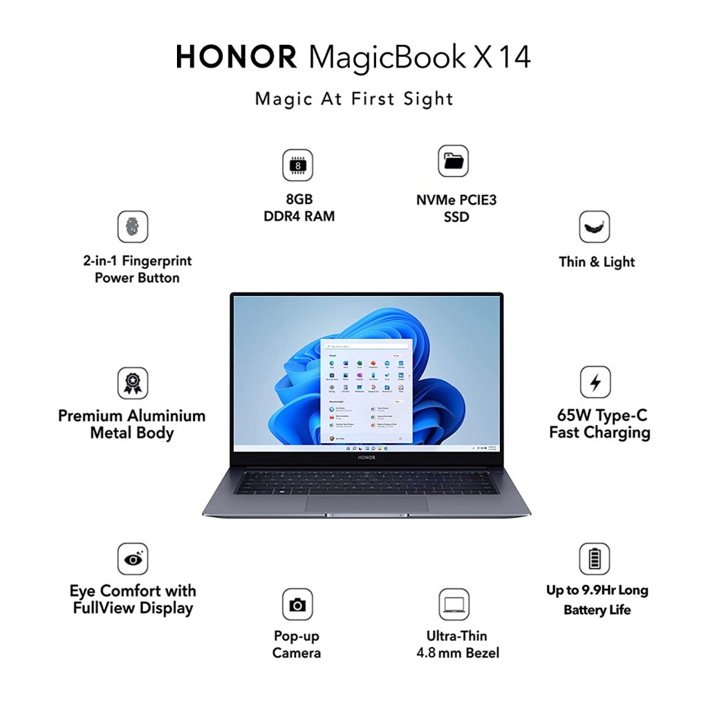 HONOR MagicBook X 14 med FHD-skärm, 11:e generationens Intel Core i5-processor lanserad i Indien